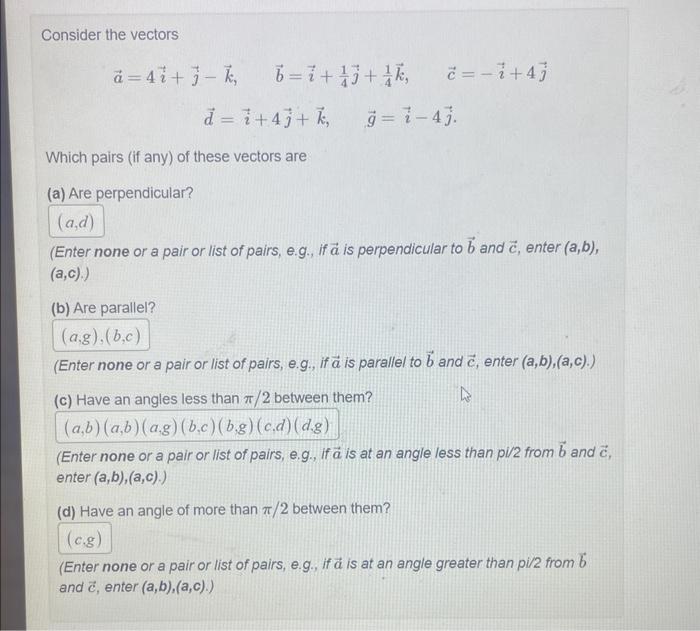Solved Consider the vectors | Chegg.com