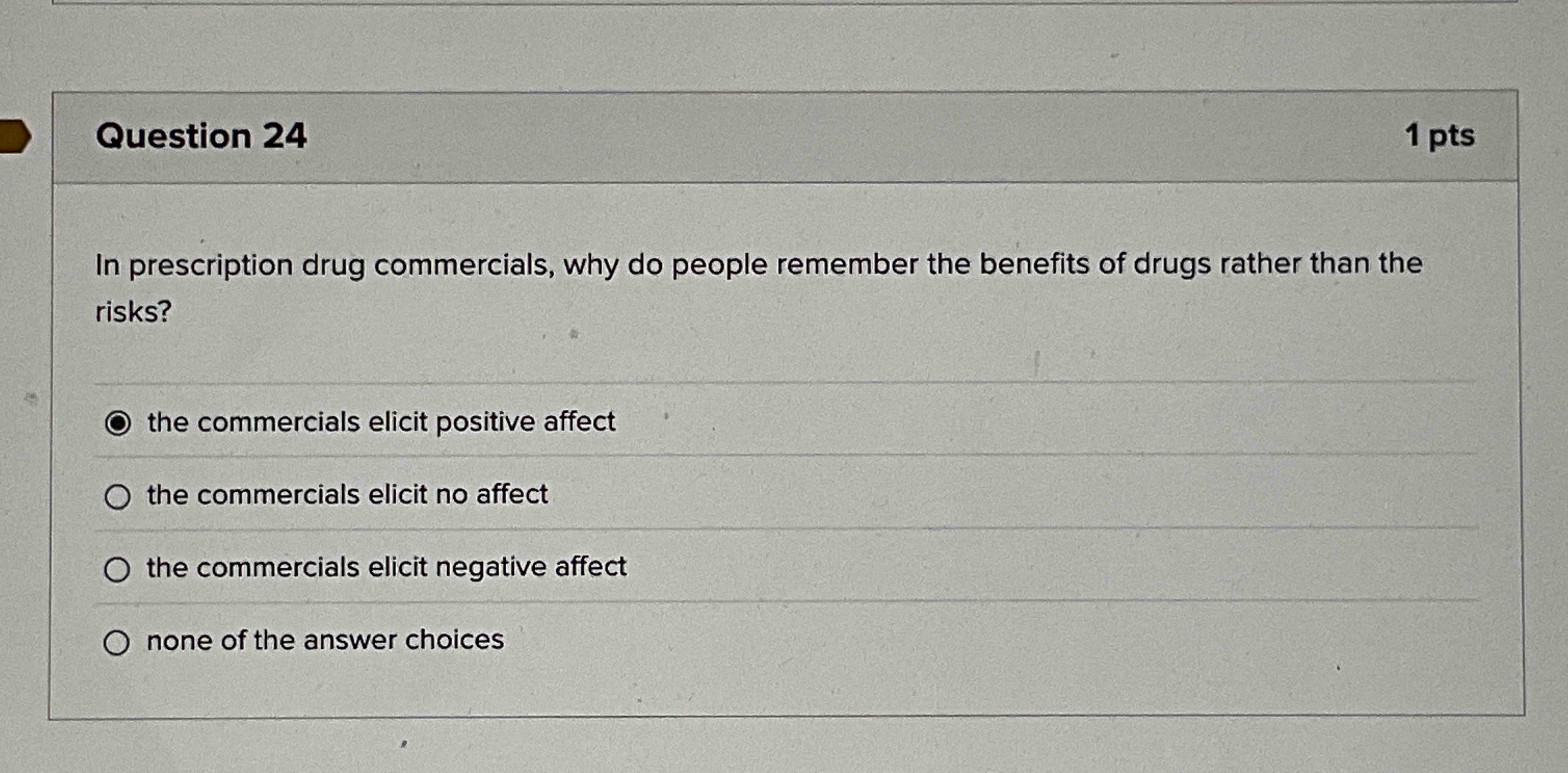 Solved Question 24In prescription drug commercials, why do | Chegg.com