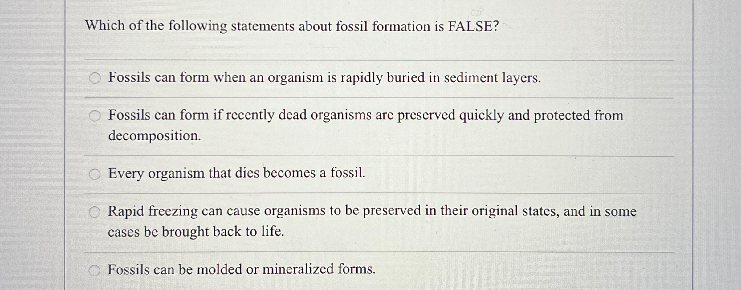 Solved Which of the following statements about fossil | Chegg.com