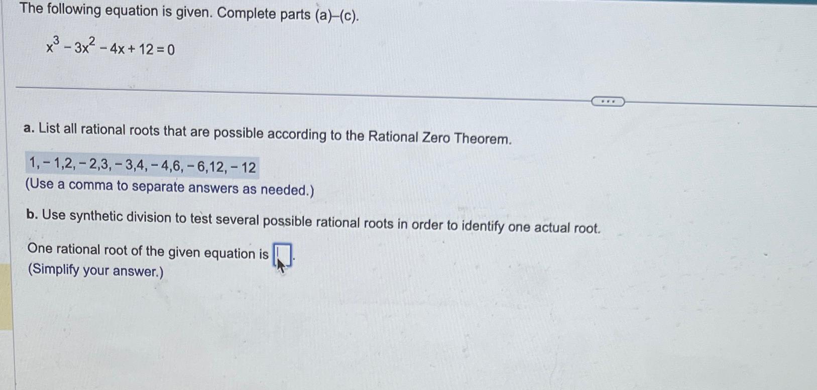 Solved The following equation is given. Complete parts | Chegg.com
