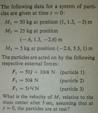 Solved The following data for a system of particles are | Chegg.com
