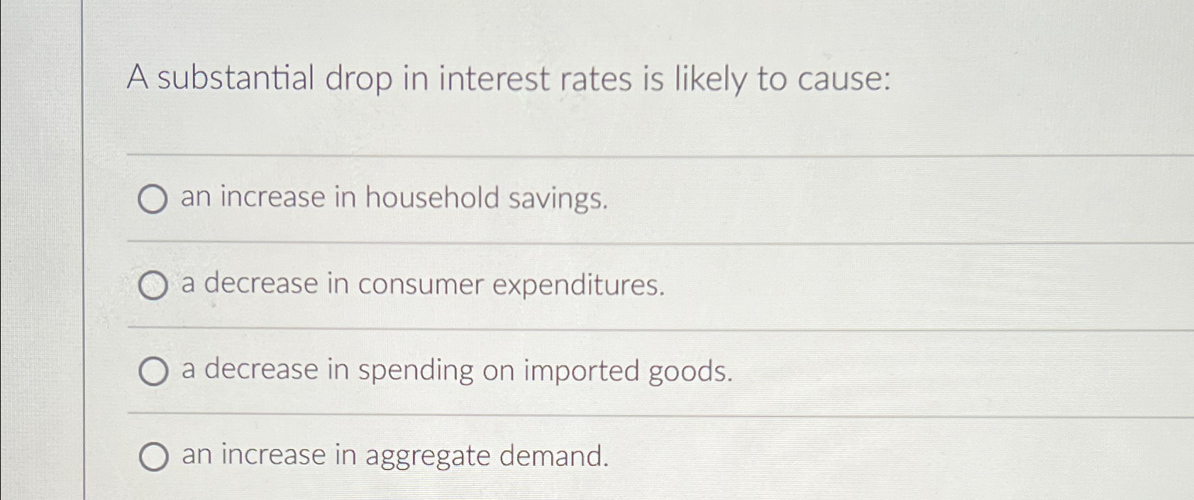 Solved A substantial drop in interest rates is likely to | Chegg.com
