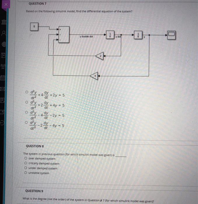 Solved QUESTION 7 Based on the following simulink model, | Chegg.com