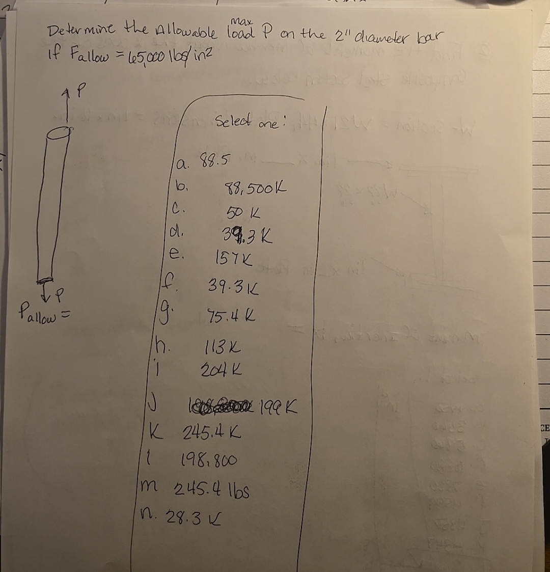 Solved Determine the Allowable load P on the 2" ﻿diameter | Chegg.com
