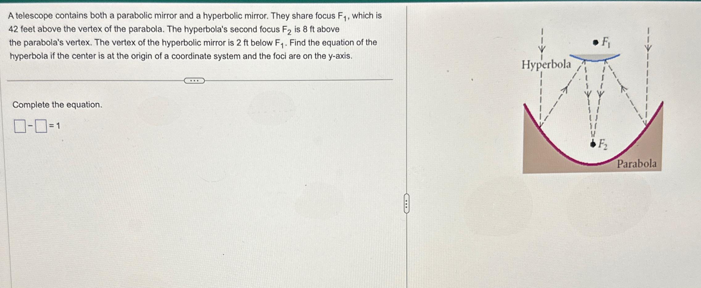 Solved A telescope contains both a parabolic mirror and a | Chegg.com