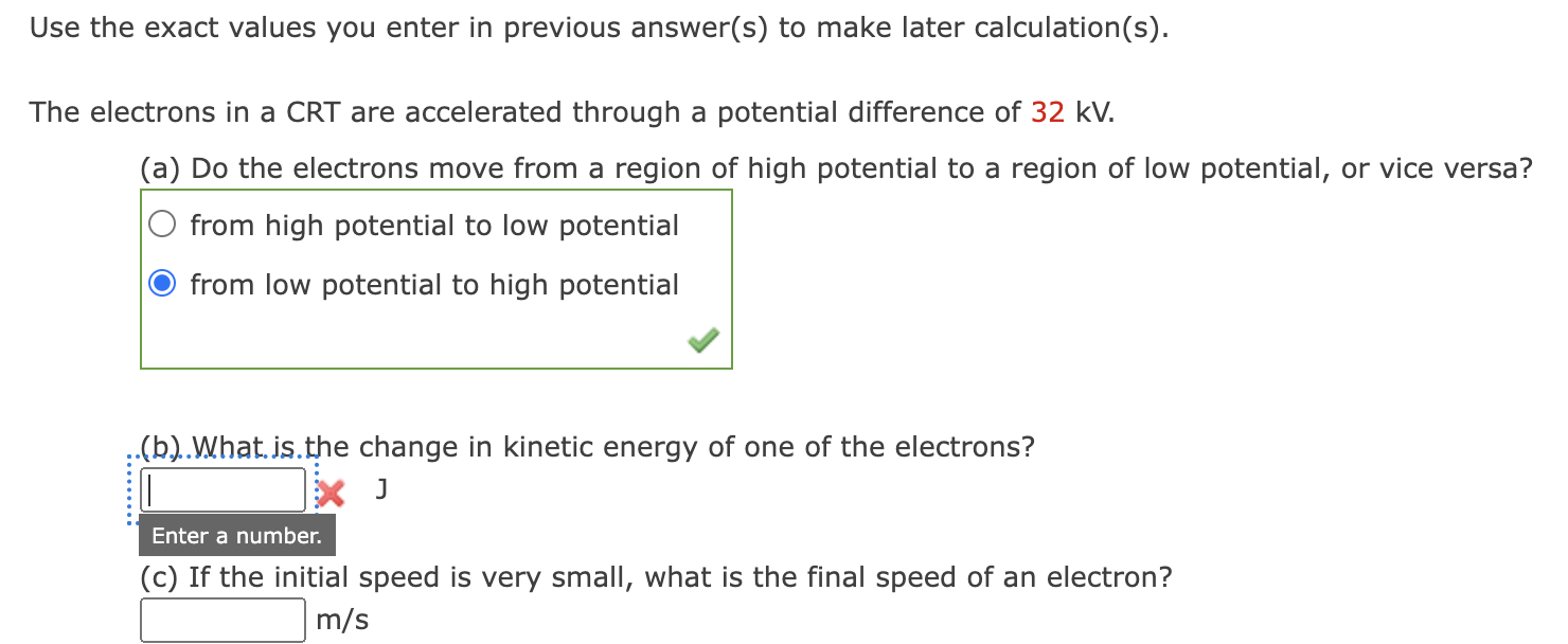 Solved Use the exact values you enter in previous answer(s) | Chegg.com