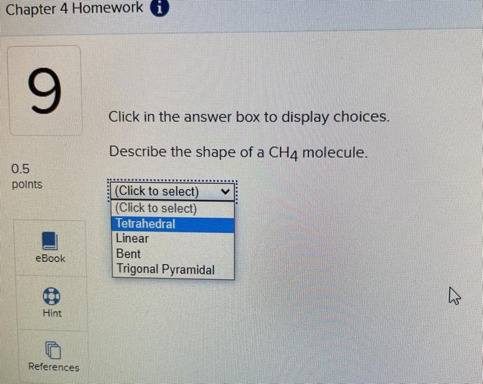 Solved Click in the answer box to display choices. Describe | Chegg.com