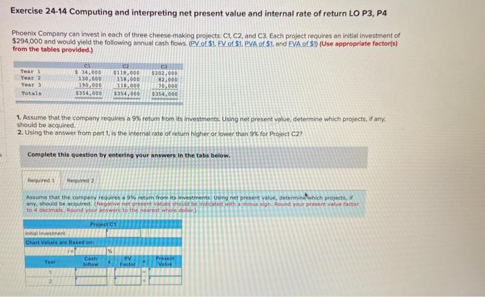 Solved Exercise 24-14 Computing and interpreting net present | Chegg.com
