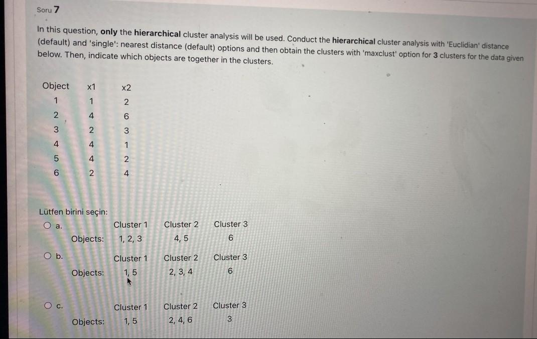 In this question, only the hierarchical cluster | Chegg.com