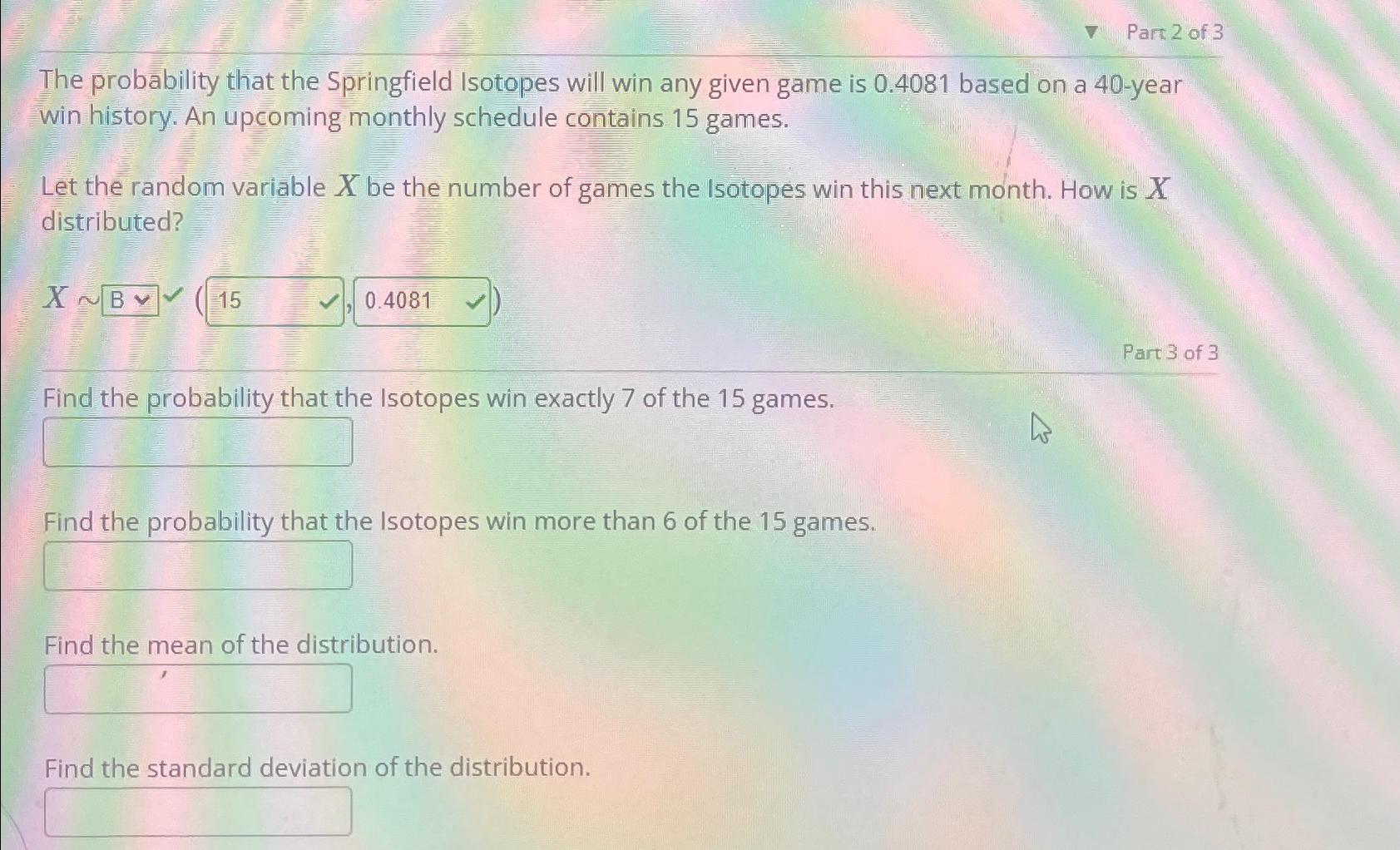 Solved Part 2 ﻿of 3The probability that the Springfield | Chegg.com