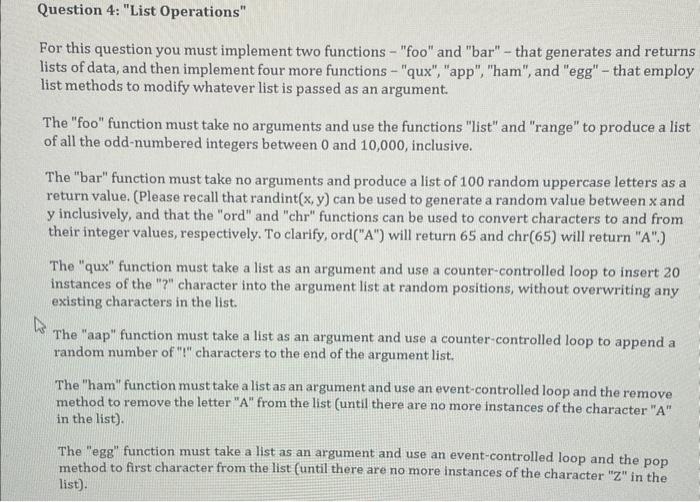 Solved For this question you must implement two functions - | Chegg.com