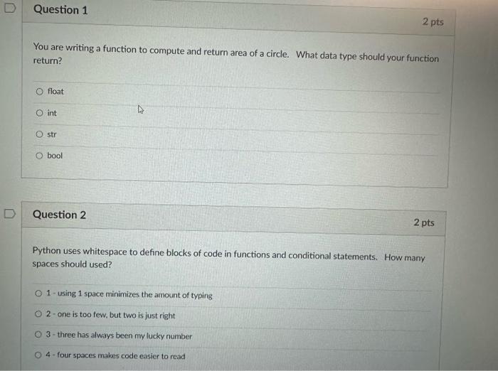 Solved You are writing a function to compute and return area | Chegg.com