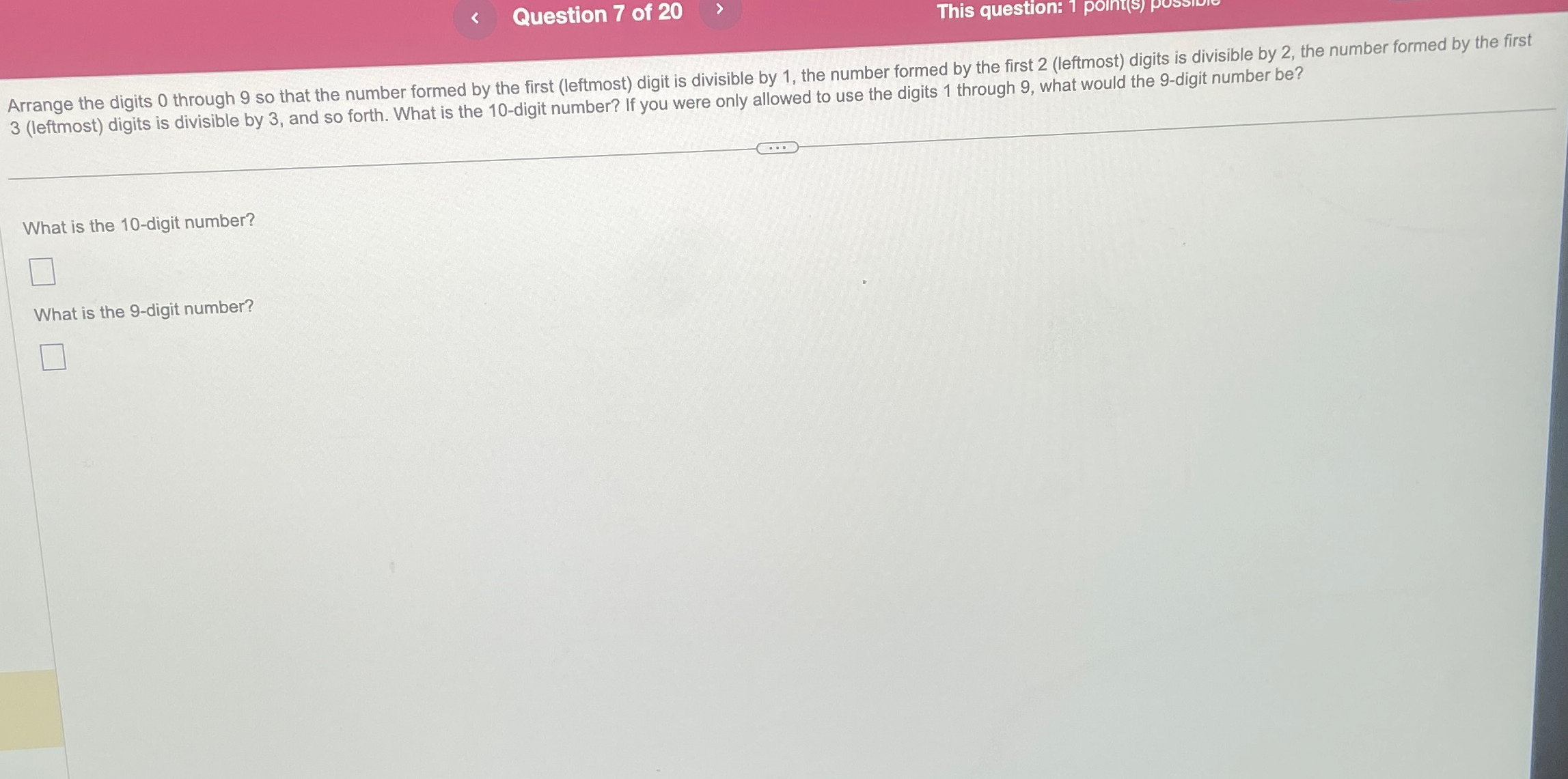 Solved Question 7 ﻿of 20This question: 1Arrange the digits 0 | Chegg.com