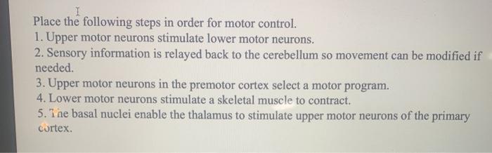 Solved 1 Place the following steps in order for motor | Chegg.com