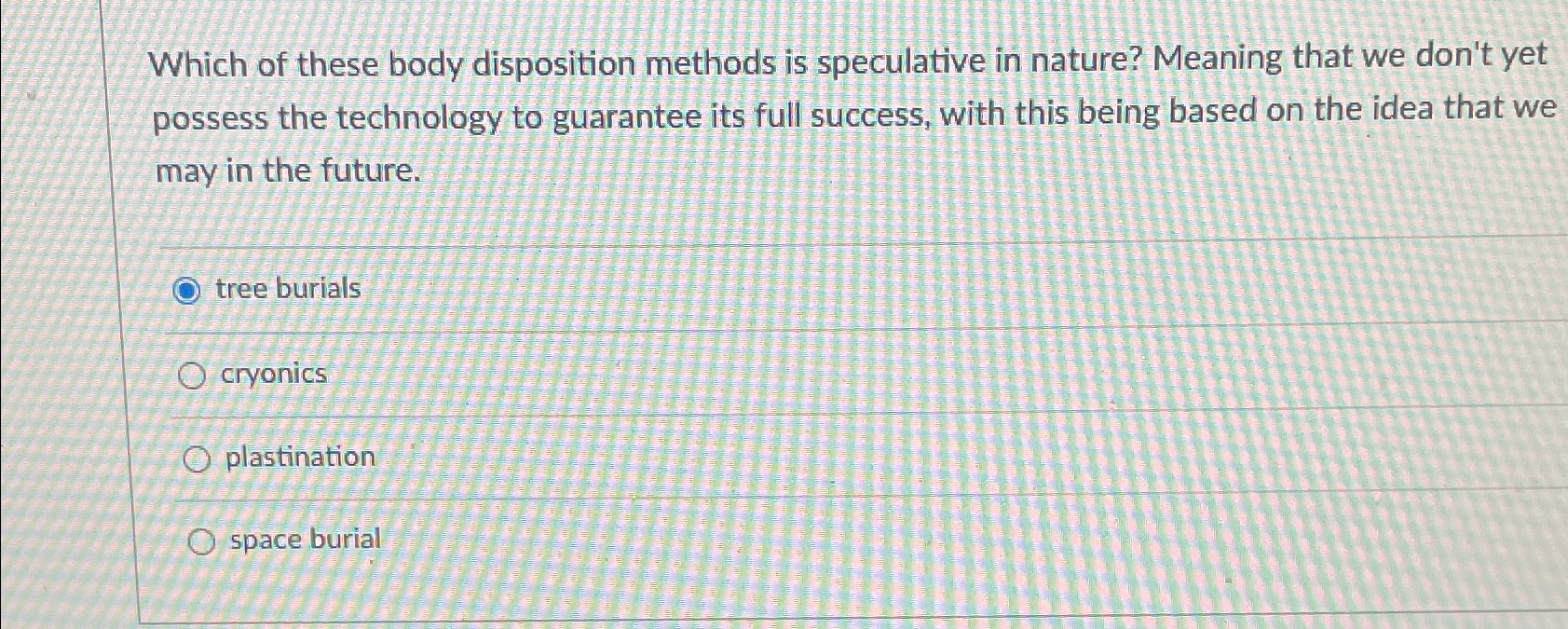 Solved Which of these body disposition methods is | Chegg.com