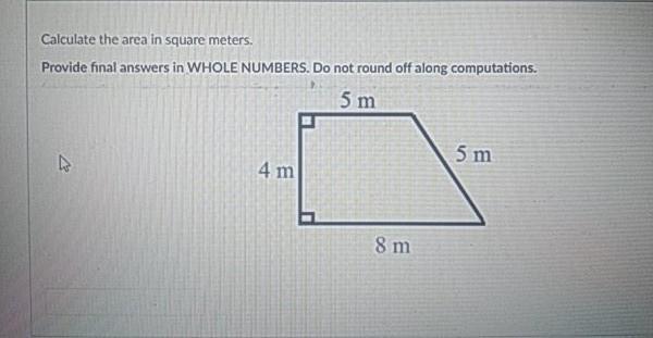 Solved Calculate The Area In Square Meters Provide Final Chegg