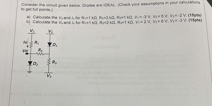 Solved Consider the circuit given below. Diodes are IDEAL. | Chegg.com