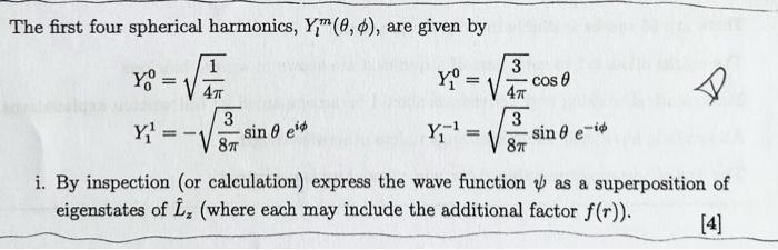 Solved A wave function in spherical polar coordinates is | Chegg.com