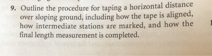 Solved 9. Outline the procedure for taping a horizontal | Chegg.com