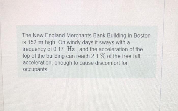 Solved The New England Merchants Bank Building in Boston is | Chegg.com
