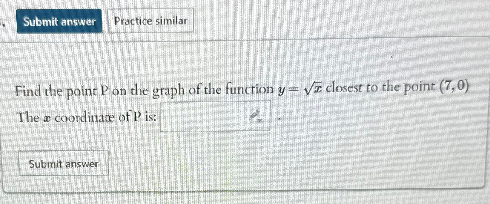 Solved Find the point P ﻿on the graph of the function y=x2 | Chegg.com