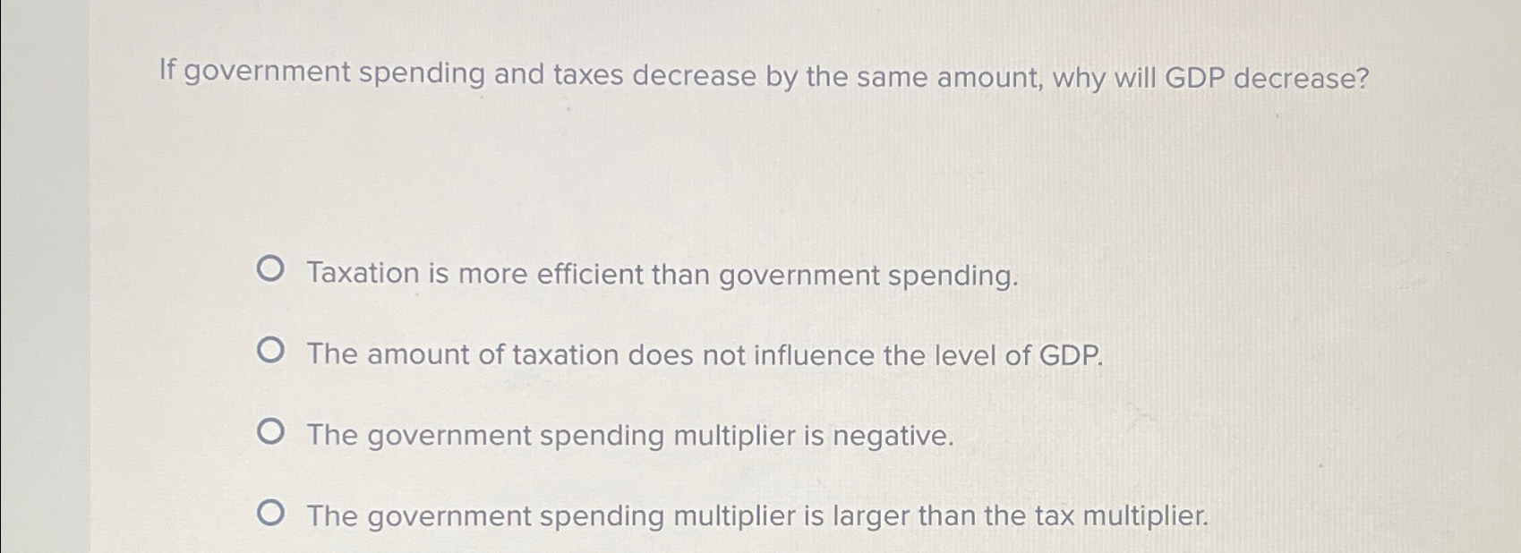 Solved If Government Spending And Taxes Decrease By The Same Chegg