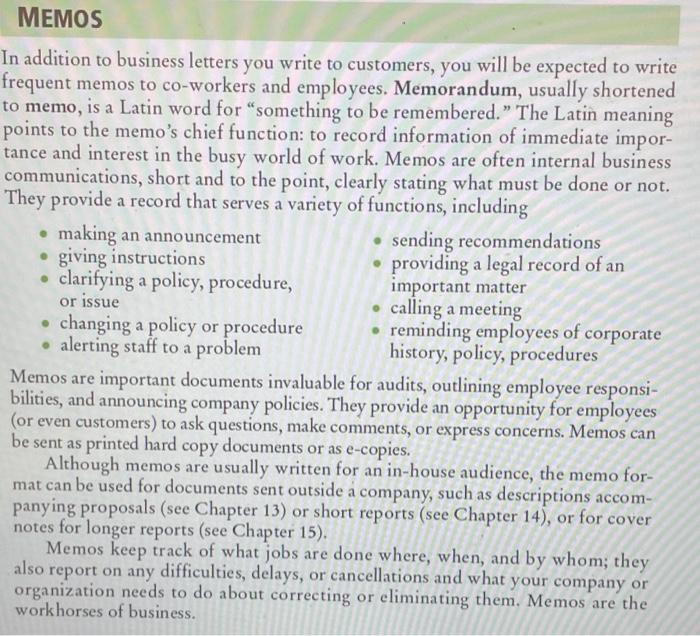 EXERCISES 1. Write a memo (see "Memos," pages 220-227 | Chegg.com