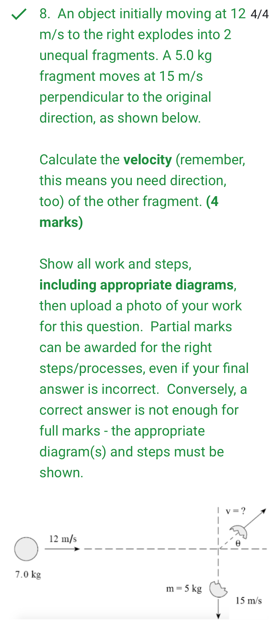 Solved An object initially moving at 1244 ms ﻿to the right | Chegg.com