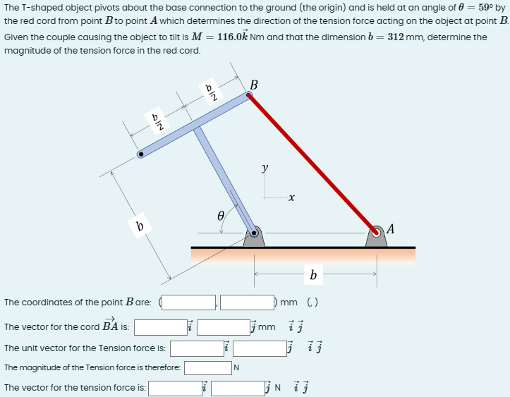Solved The T-shaped object pivots about the base connection | Chegg.com