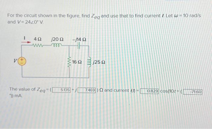 Solved For the circuit shown in the figure, find Zeq and use | Chegg.com