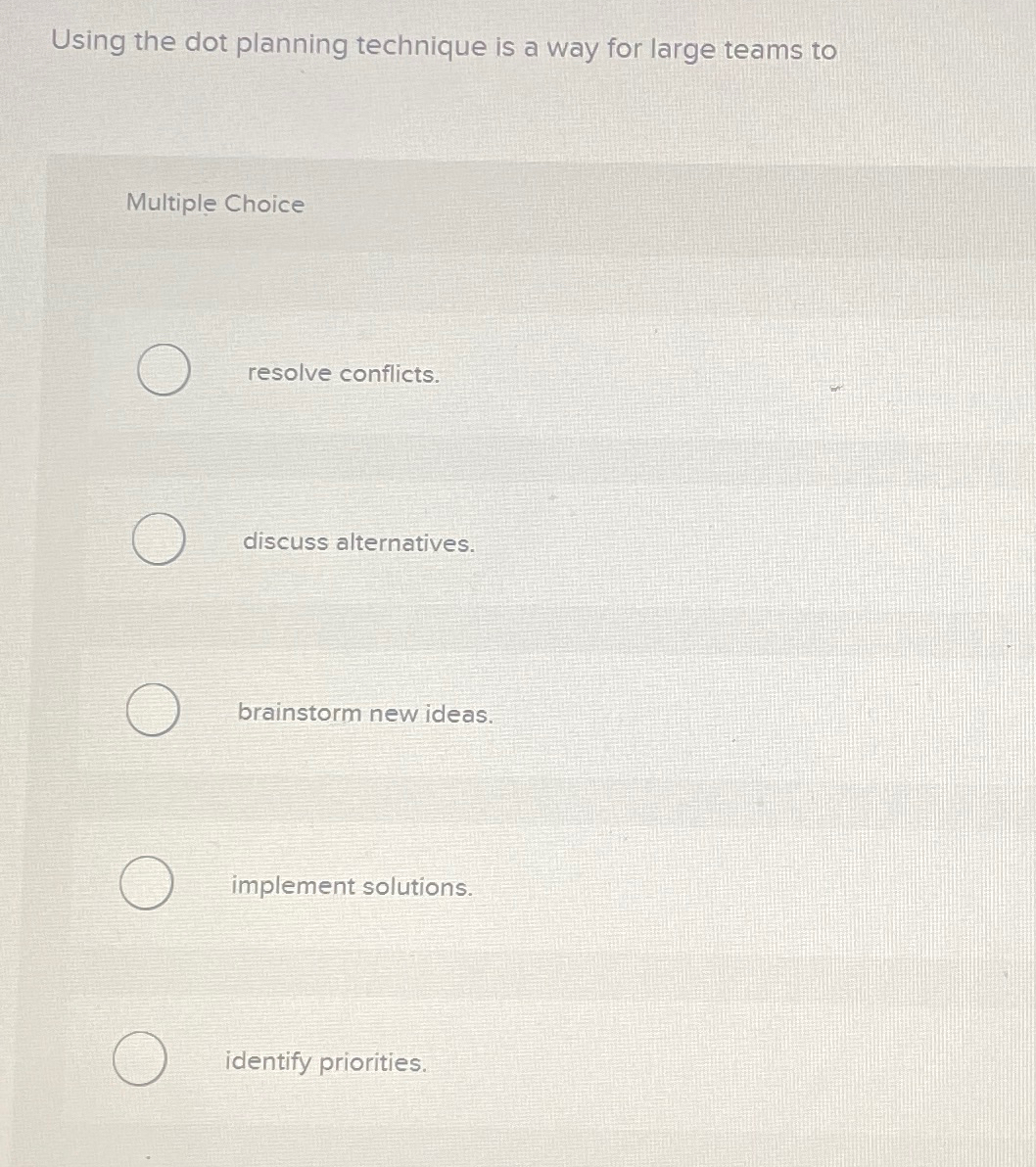 Solved Using the dot planning technique is a way for large | Chegg.com
