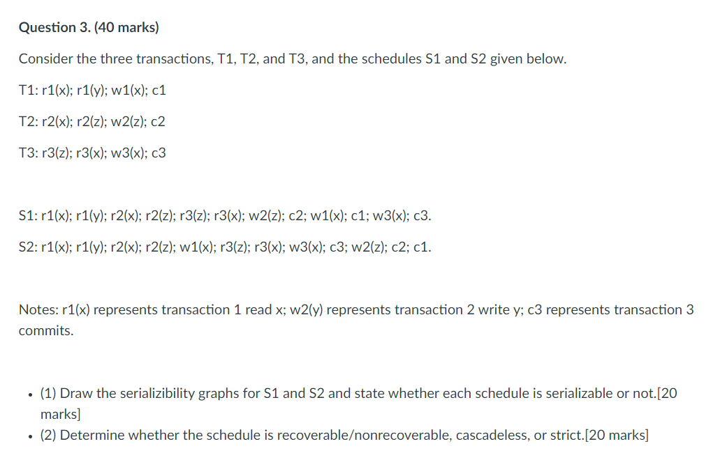 Solved Question 3. (40 ﻿marks)Consider the three | Chegg.com