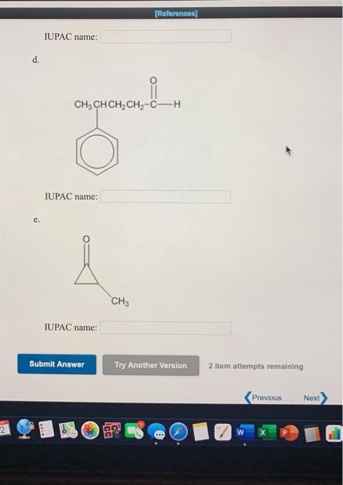 Solved [References) Assign IUPAC names to the following | Chegg.com