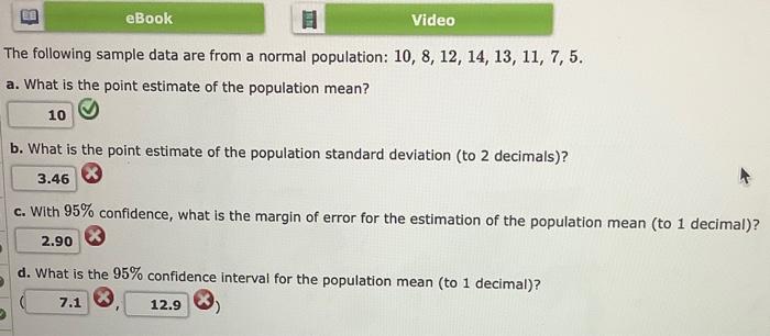Solved The following sample data are from a normal | Chegg.com