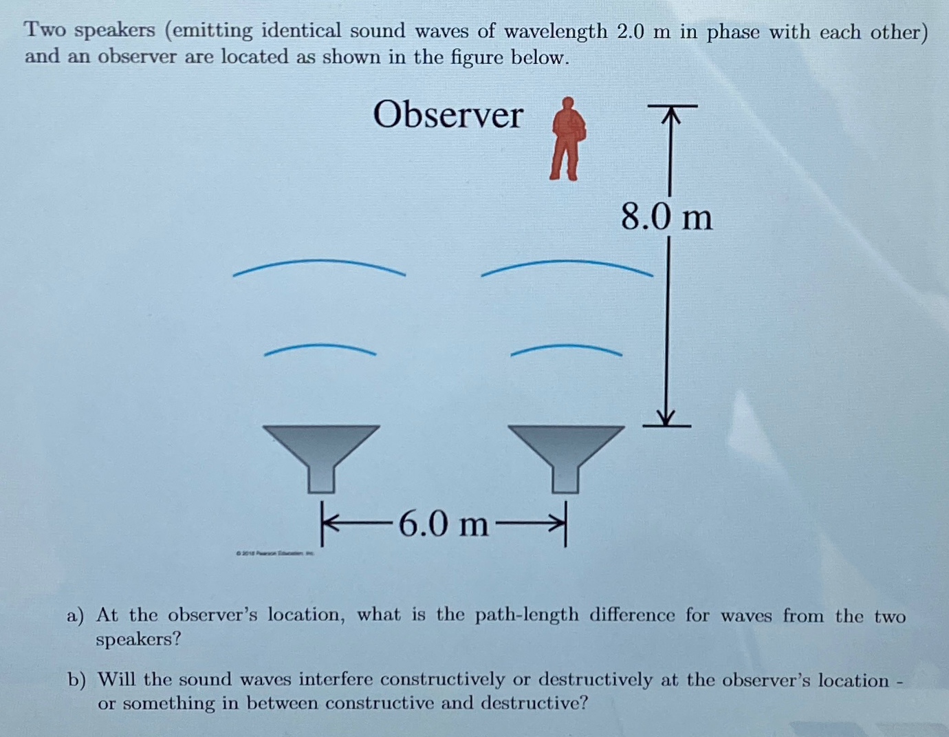 Solved Two speakers (emitting identical sound waves of | Chegg.com