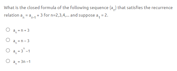 Solved What is the closed formula of the following sequence | Chegg.com