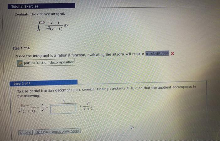 Solved Tutorial Exercise Evaluate the definite integral. 10 | Chegg.com