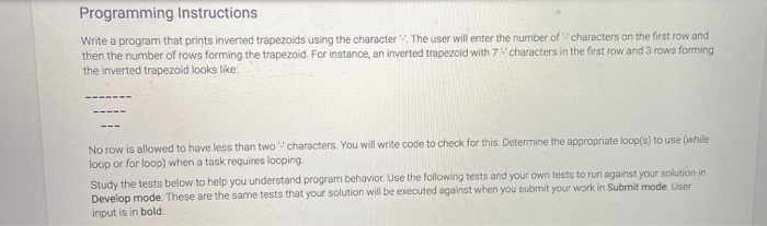 Solved Programming Instructions Write a program that prints | Chegg.com
