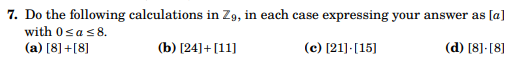 Solved Do the following calculations in Z9, ﻿in each case | Chegg.com