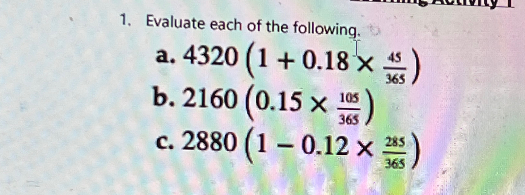 Solved Evaluate each of the | Chegg.com