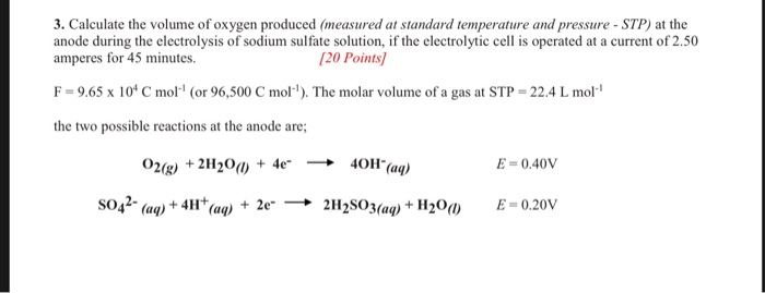 Solved 3. Calculate the volume of oxygen produced (measured | Chegg.com