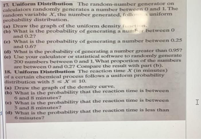 Solved 17. Uniform Distribution The random-number generator | Chegg.com