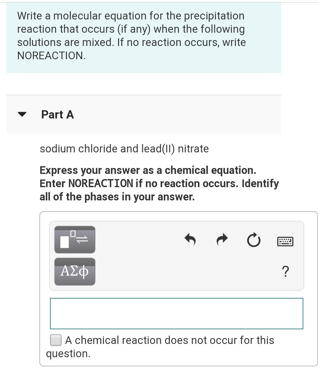 Solved Write a molecular equation for the precipitation | Chegg.com
