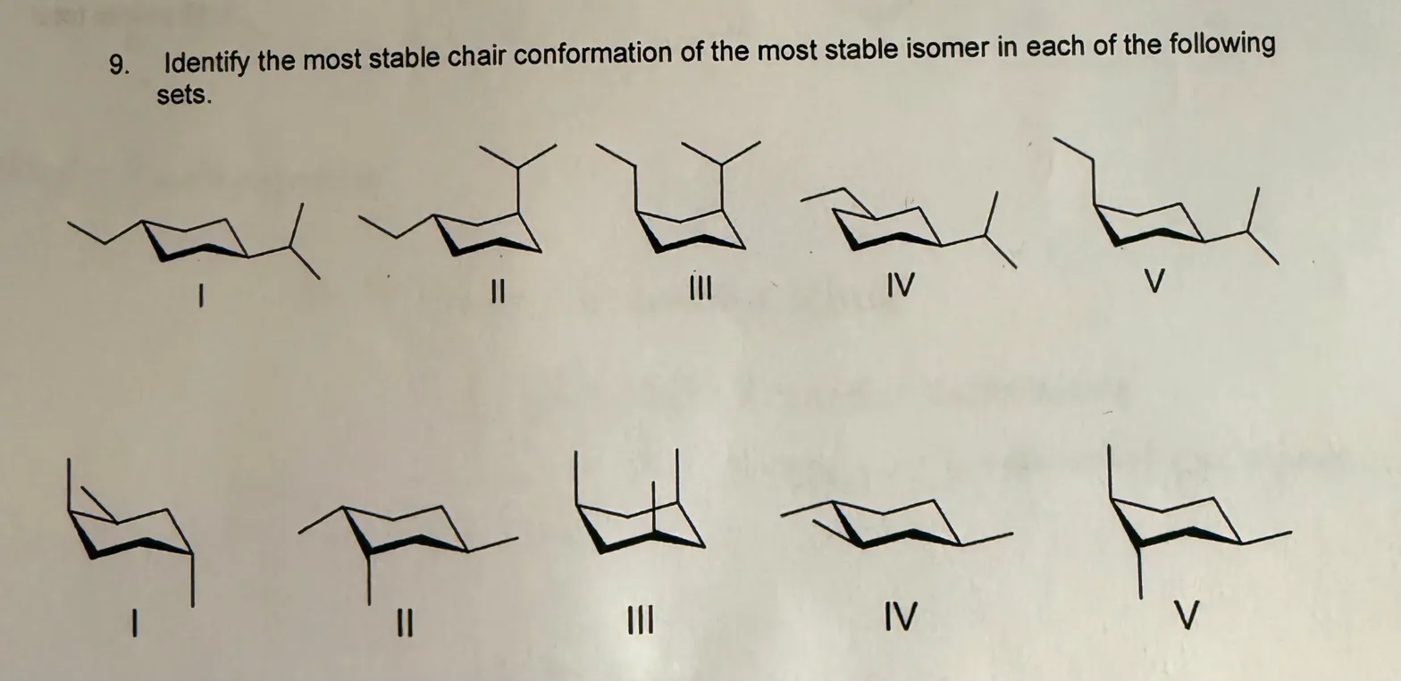 Solved Identify the most stable chair conformation of the | Chegg.com