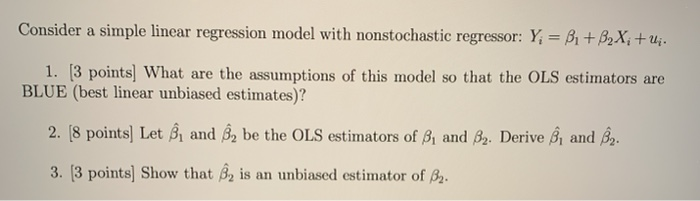 Solved Consider a simple linear regression model with | Chegg.com