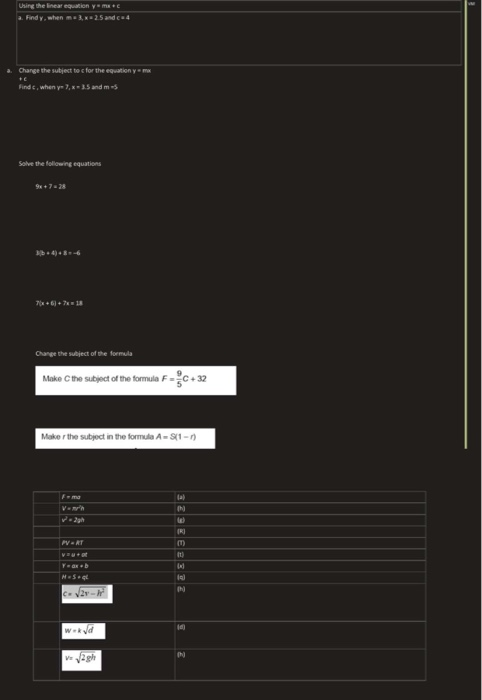 Solved Using the linear equation ym a. Find y. when me 25 | Chegg.com