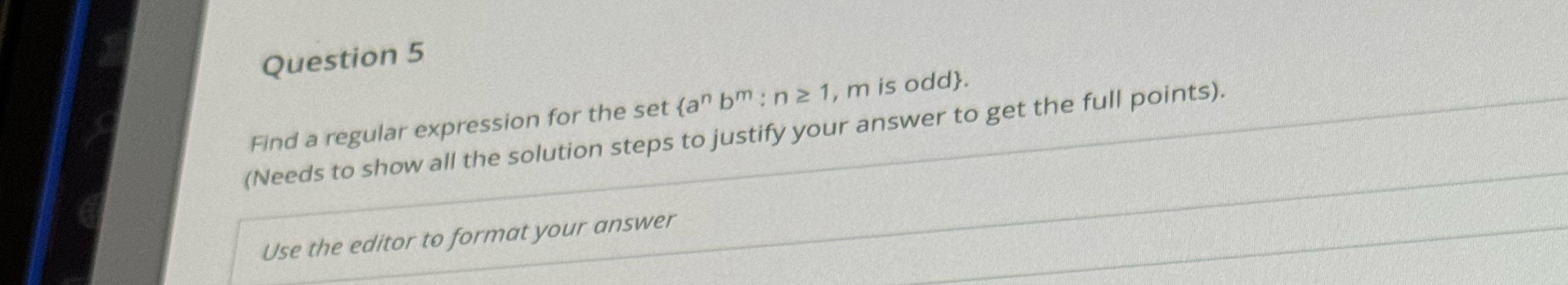 Question 5Find a regular expression for the set | Chegg.com