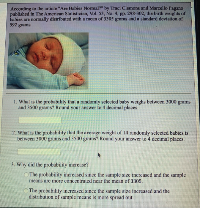 Solved According to the article "Are Babies Normal?" by | Chegg.com