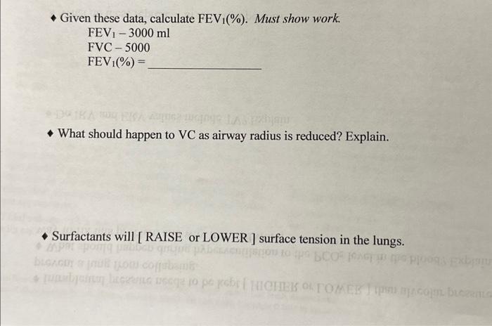 Solved Given these data, calculate FEV1(%). Must show work. | Chegg.com