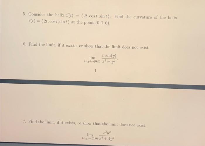 Solved 5. Consider the helix r(t)= 2t,cost,sint . Find the | Chegg.com